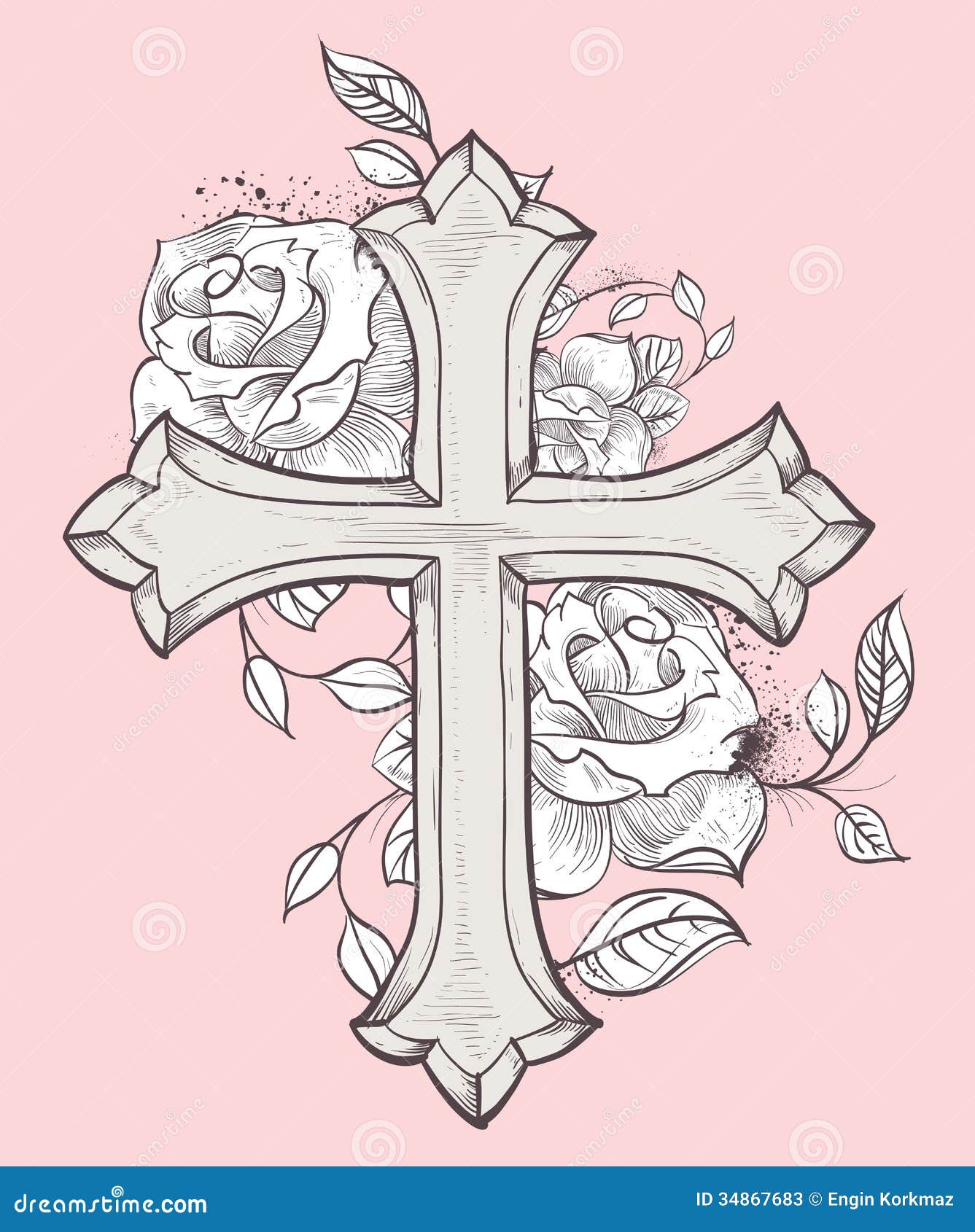 Rose Croix illustration de vecteur. Illustration du dessin - 34867683