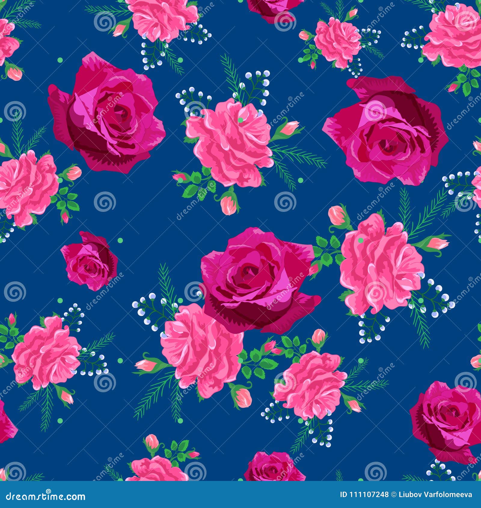 Rose Cute Seamless Pattern00-01 Stock Illustration - Illustration of ...