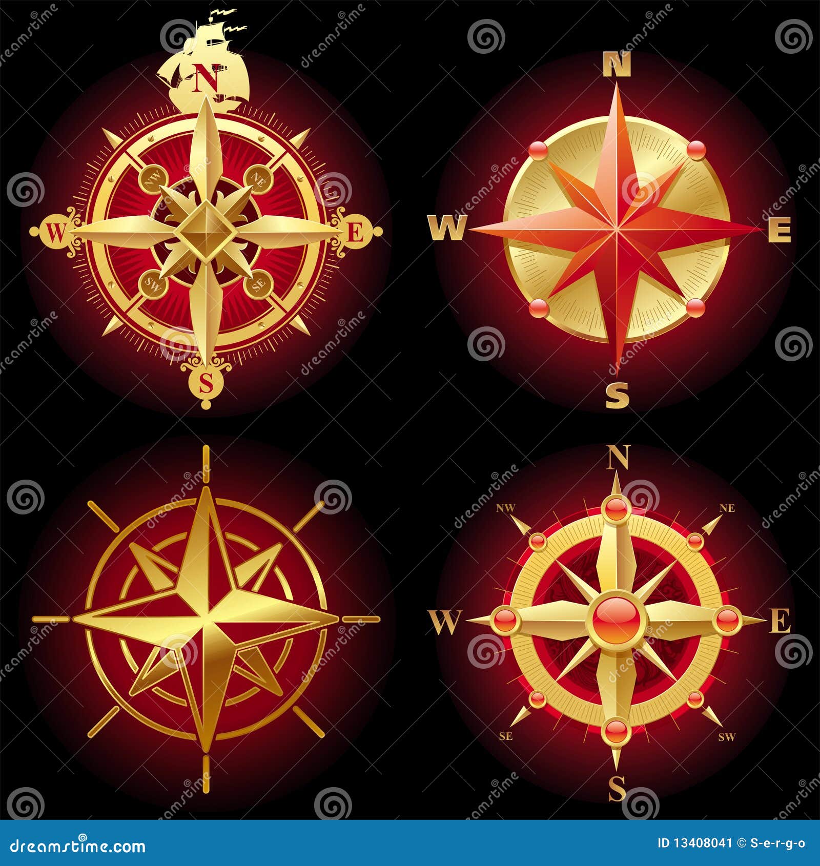 Rose De Compas D'or De Vecteur Illustration de Vecteur - Illustration ...