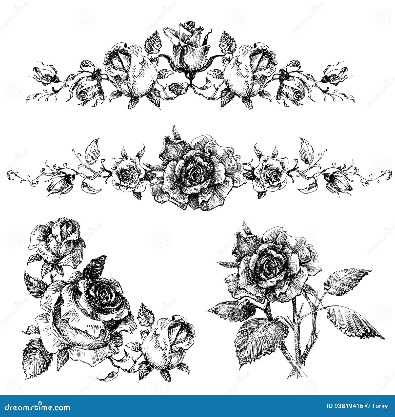 Rose design elements stock vector. Illustration of fabric - 93819416