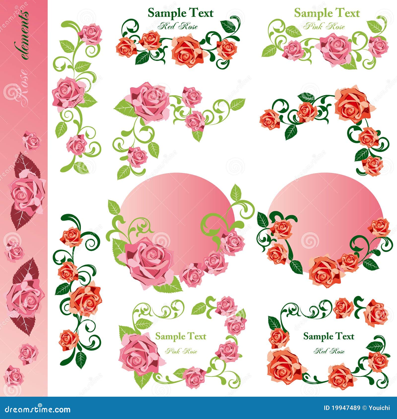 Rose design elements set stock vector. Illustration of ornament - 19947489
