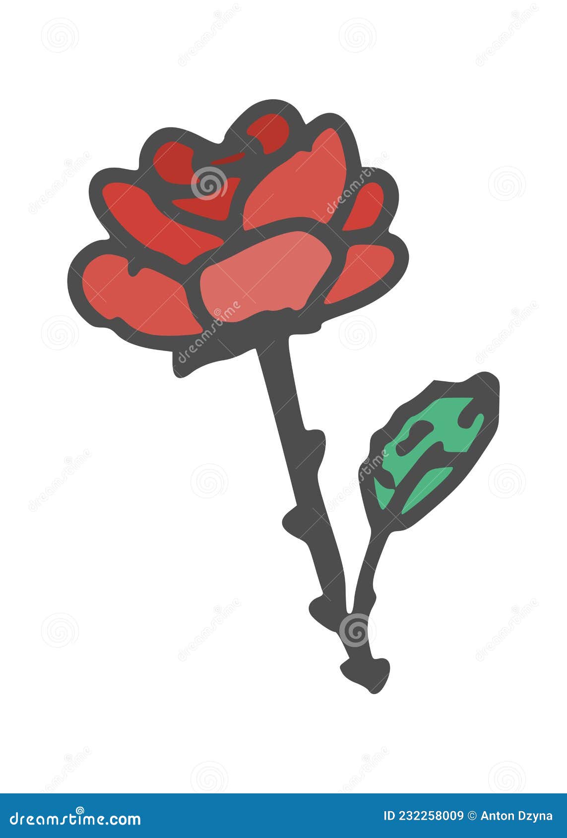 Rose Doodle Drawing Flower Red. Sketch Vector New Stock Vector ...