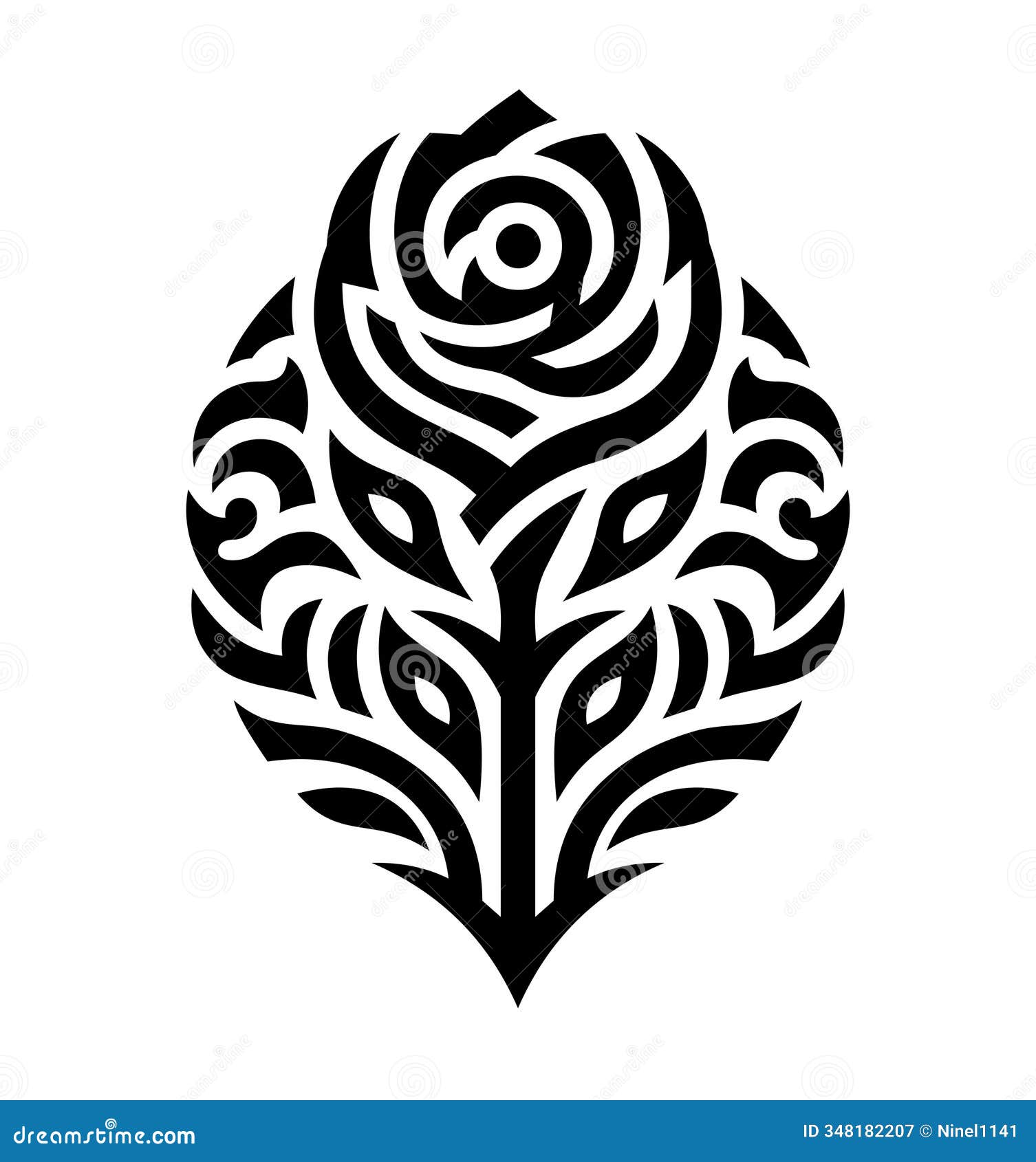 A Rose Drawn in Vintage Gothic Style. Isolated on White Vector ...