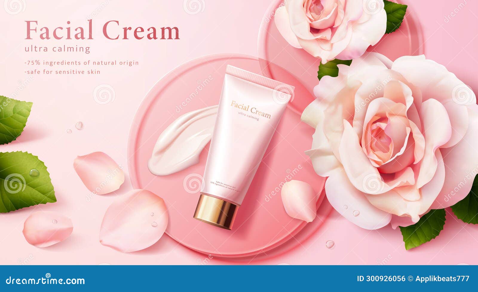 Rose Facial Cream Ad Banner Stock Illustration - Illustration of fresh ...
