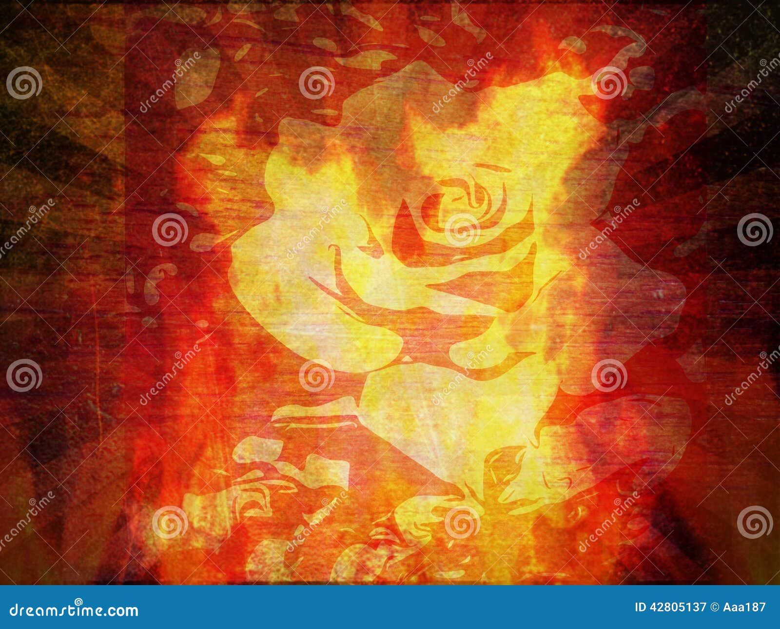 Red Rose On Fire With Black Background High Contrast Stock Photography ...
