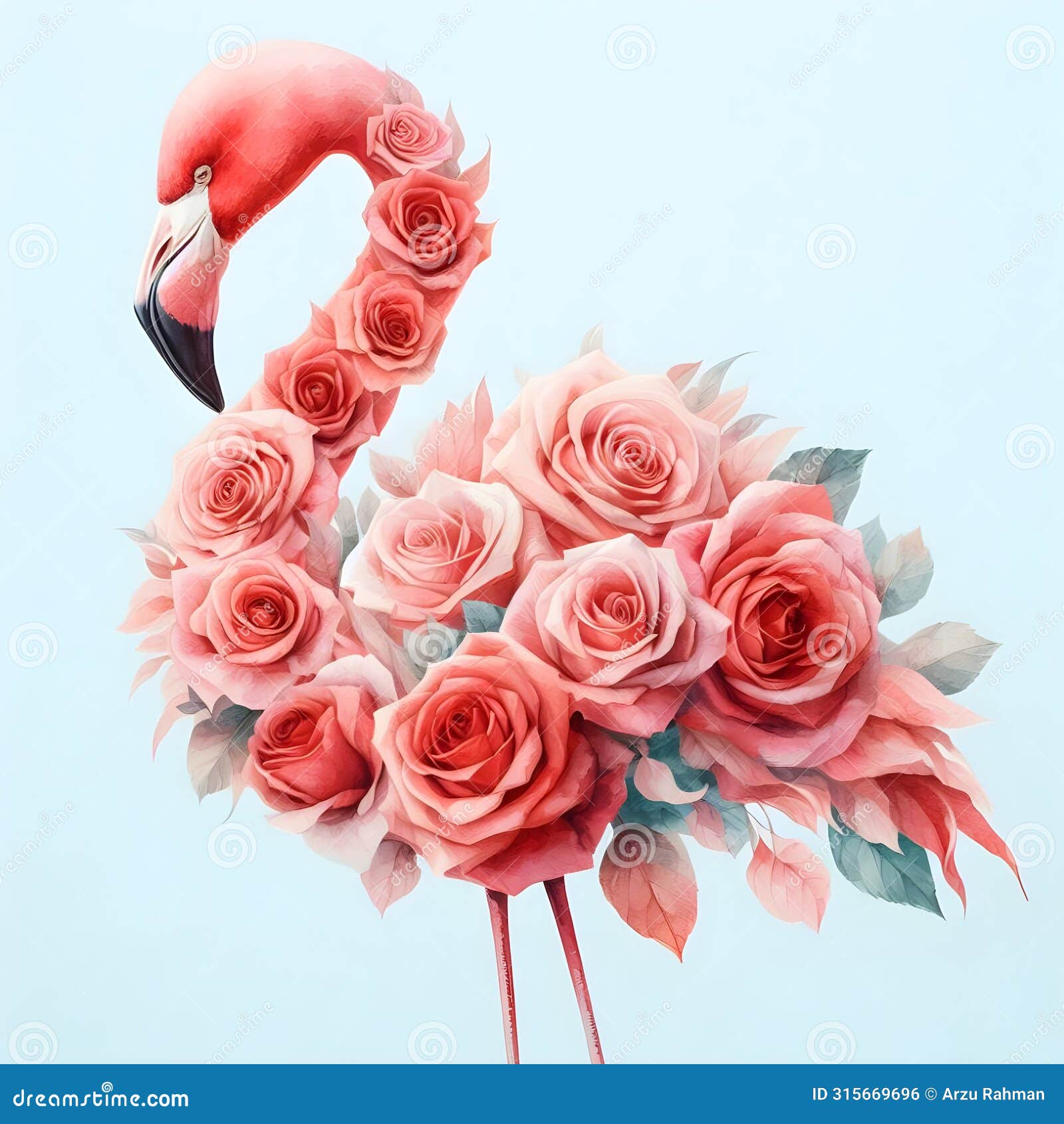 Rose flamingo set stock illustration. Illustration of nursery - 315669696