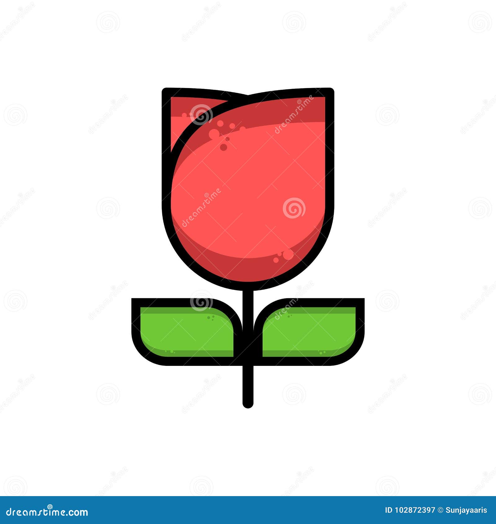 Rose flat design stock vector. Illustration of flat - 102872397