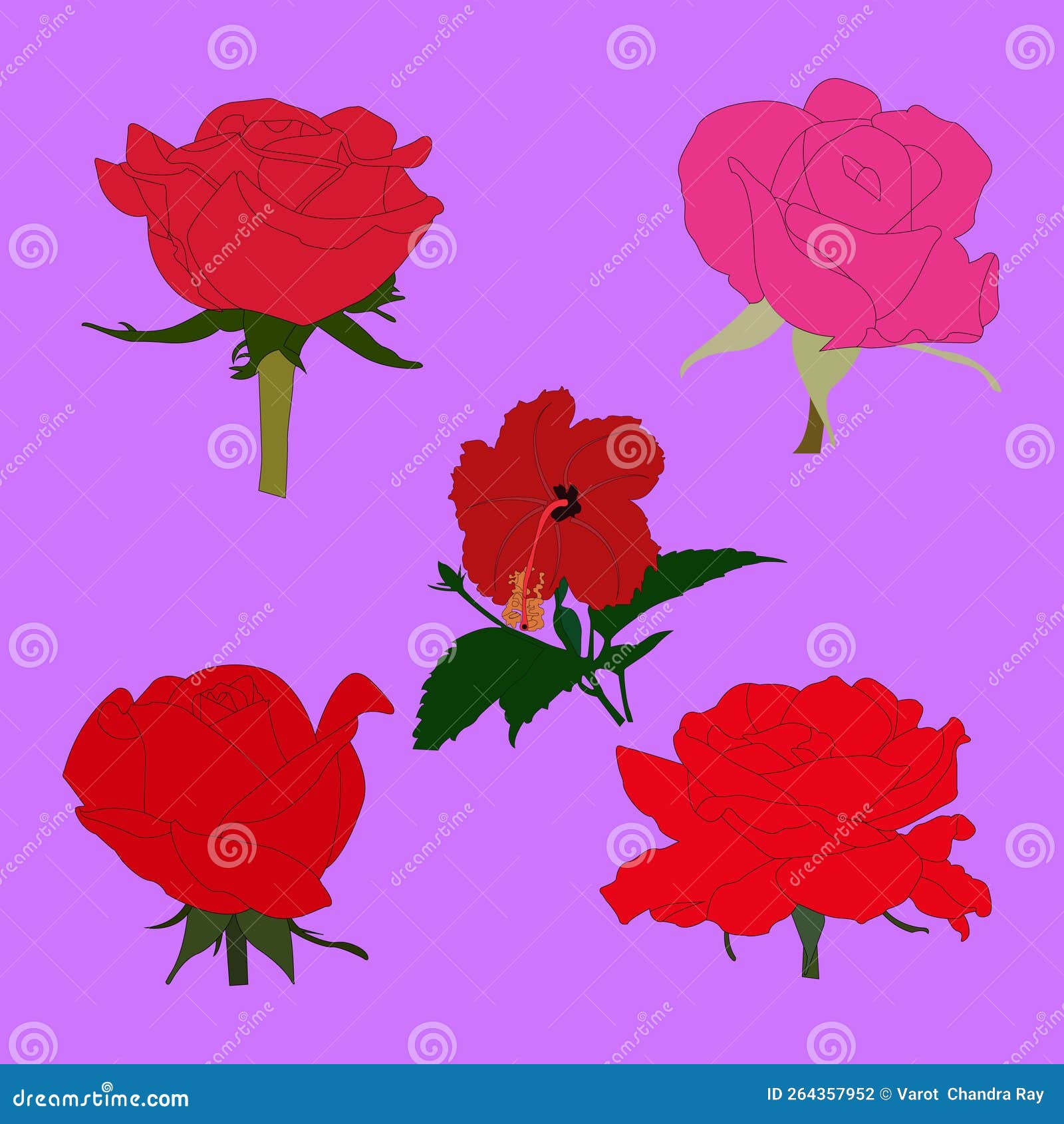 Rose Flower Avatar Vector Art Illustration. Stock Vector - Illustration ...