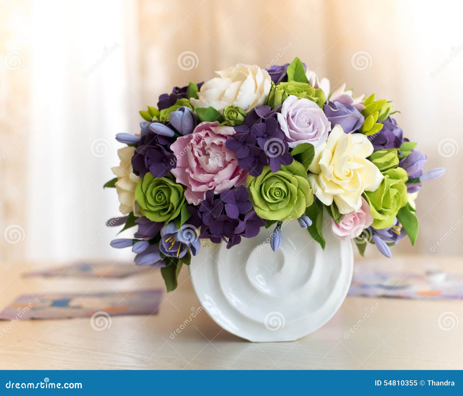 Rose Flower Bouquet and Gift Box on Wooden Table Stock Image - Image of ...