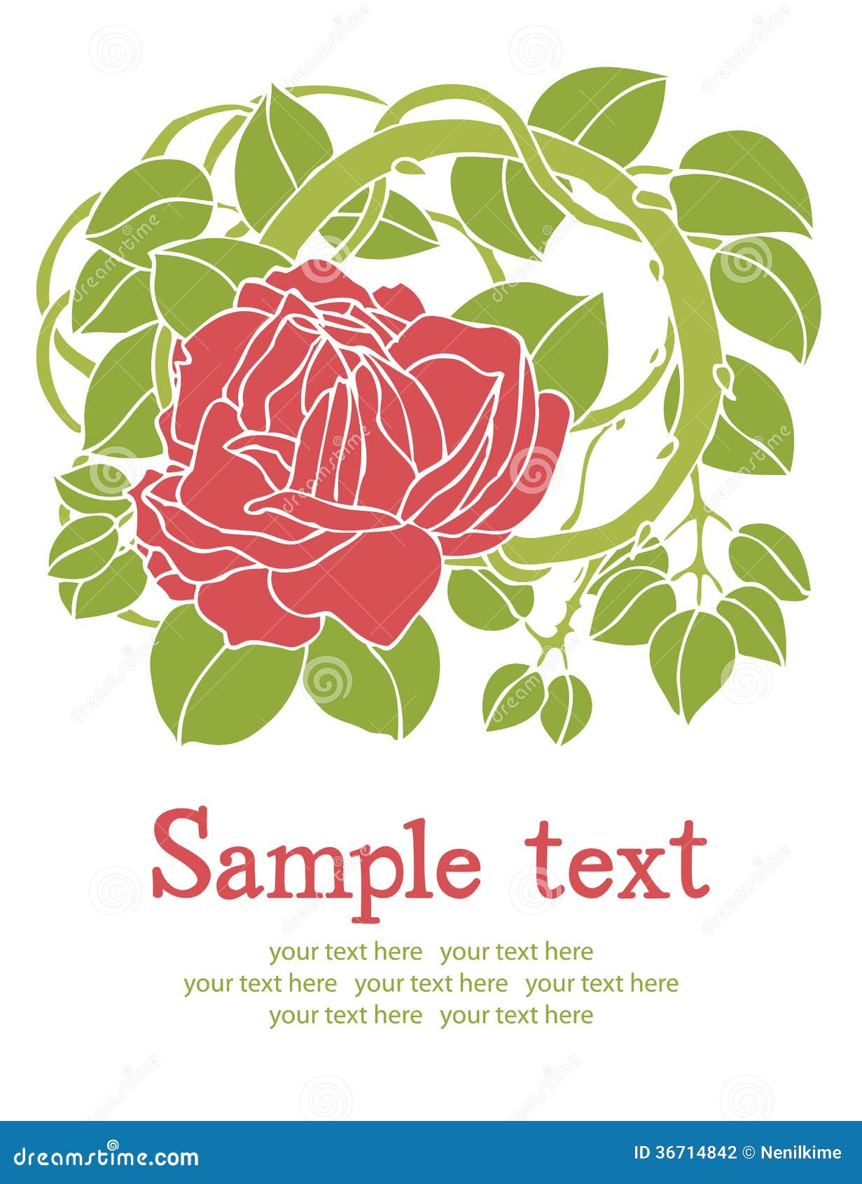 Rose flower card stock vector. Illustration of floral - 36714842