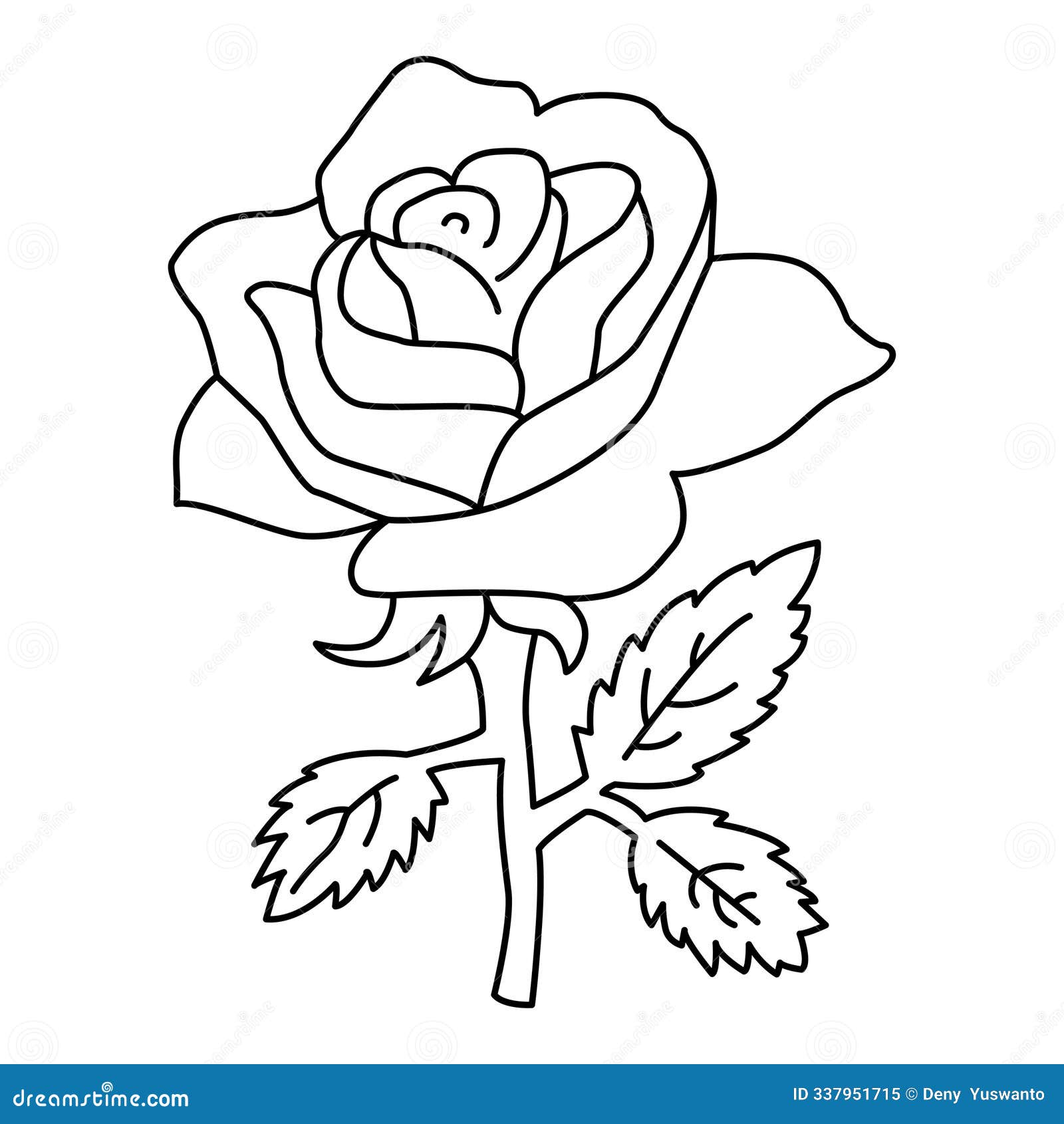 Rose Flower Cartoon Coloring Page Illustration Vector. for Kids ...