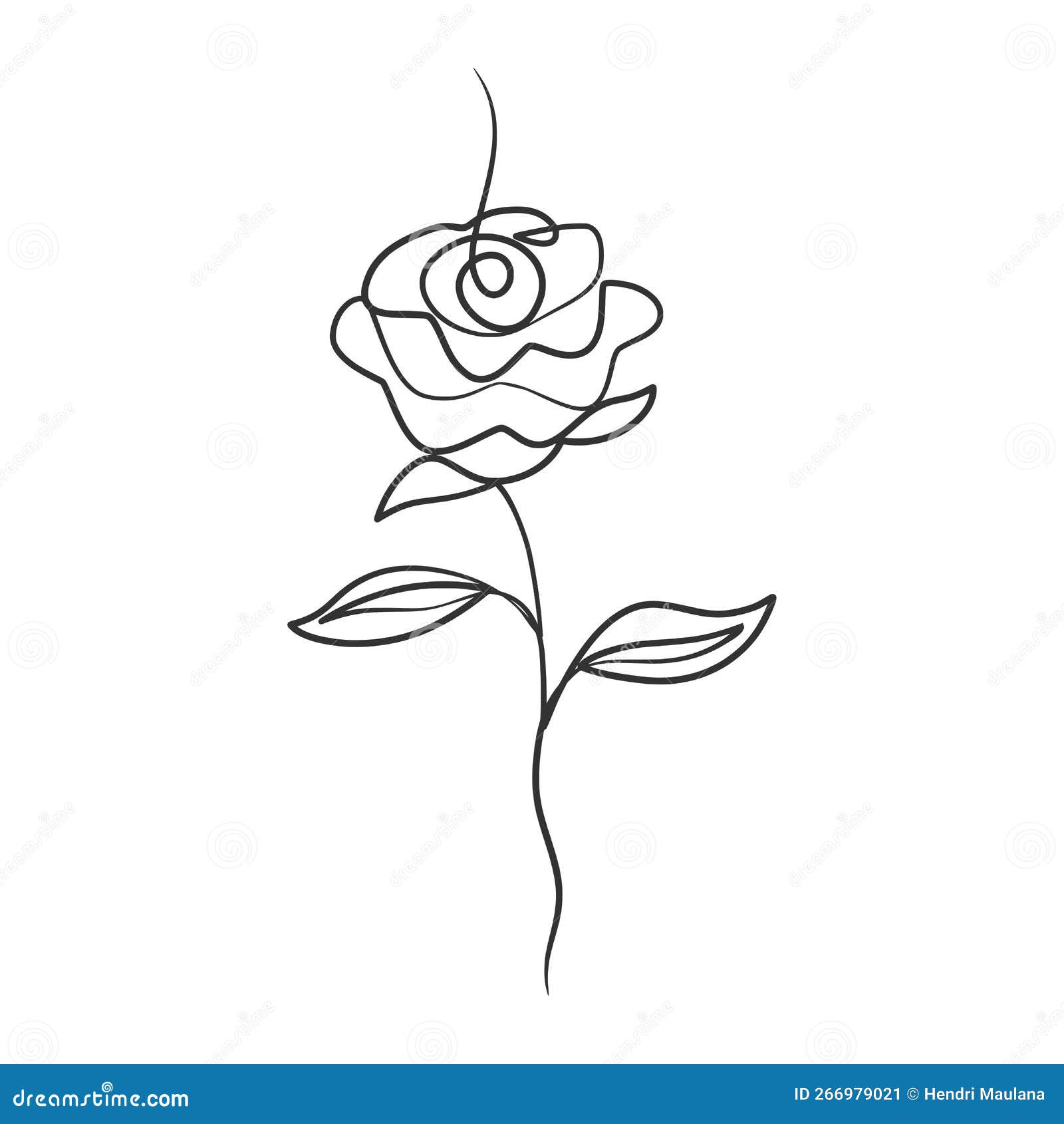 Rose Flower In Continuous Line Art Drawing Style Stock Vector