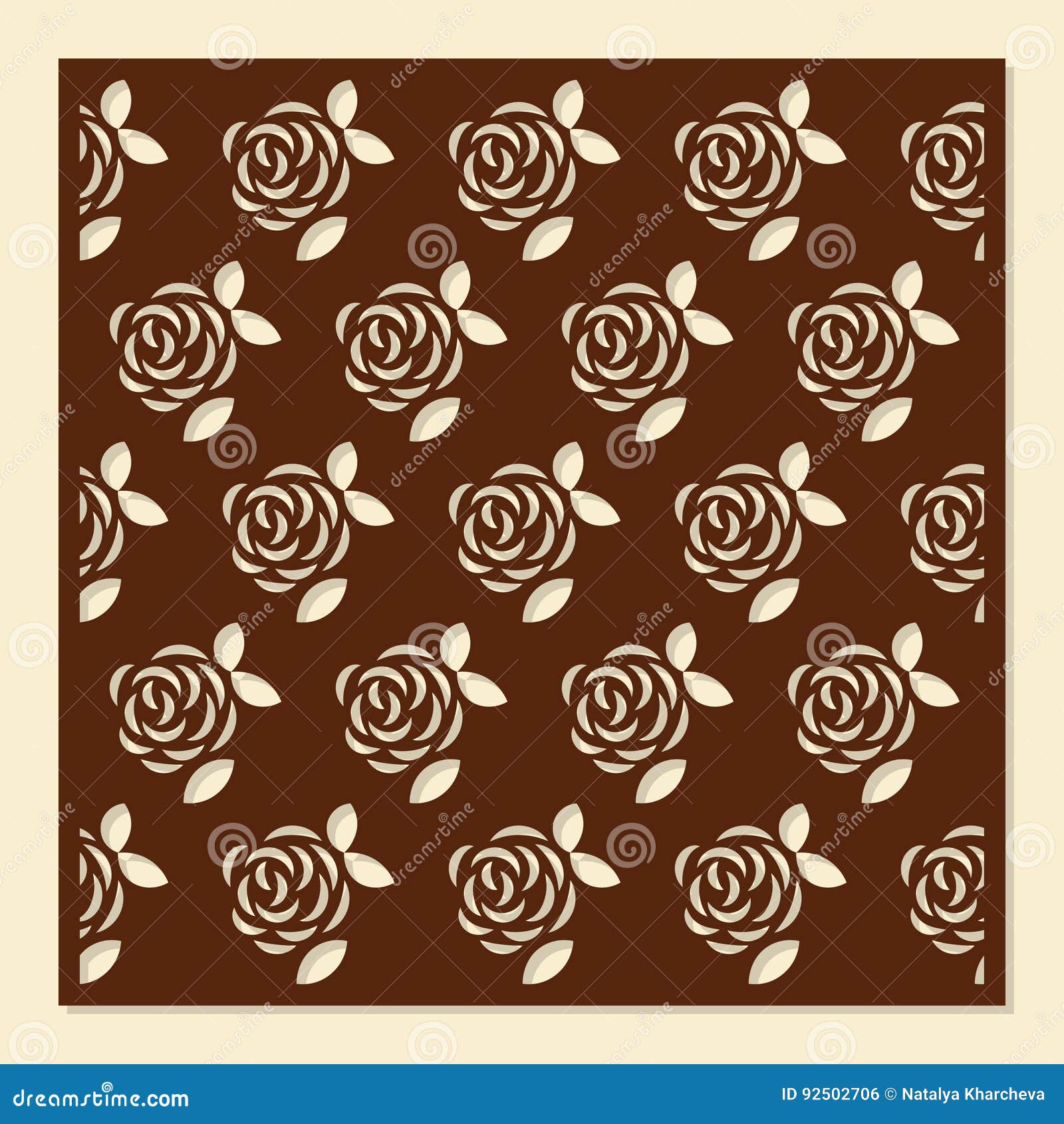 Rose Flower, Decorative Pattern for Laser Cutting. Stock Vector ...