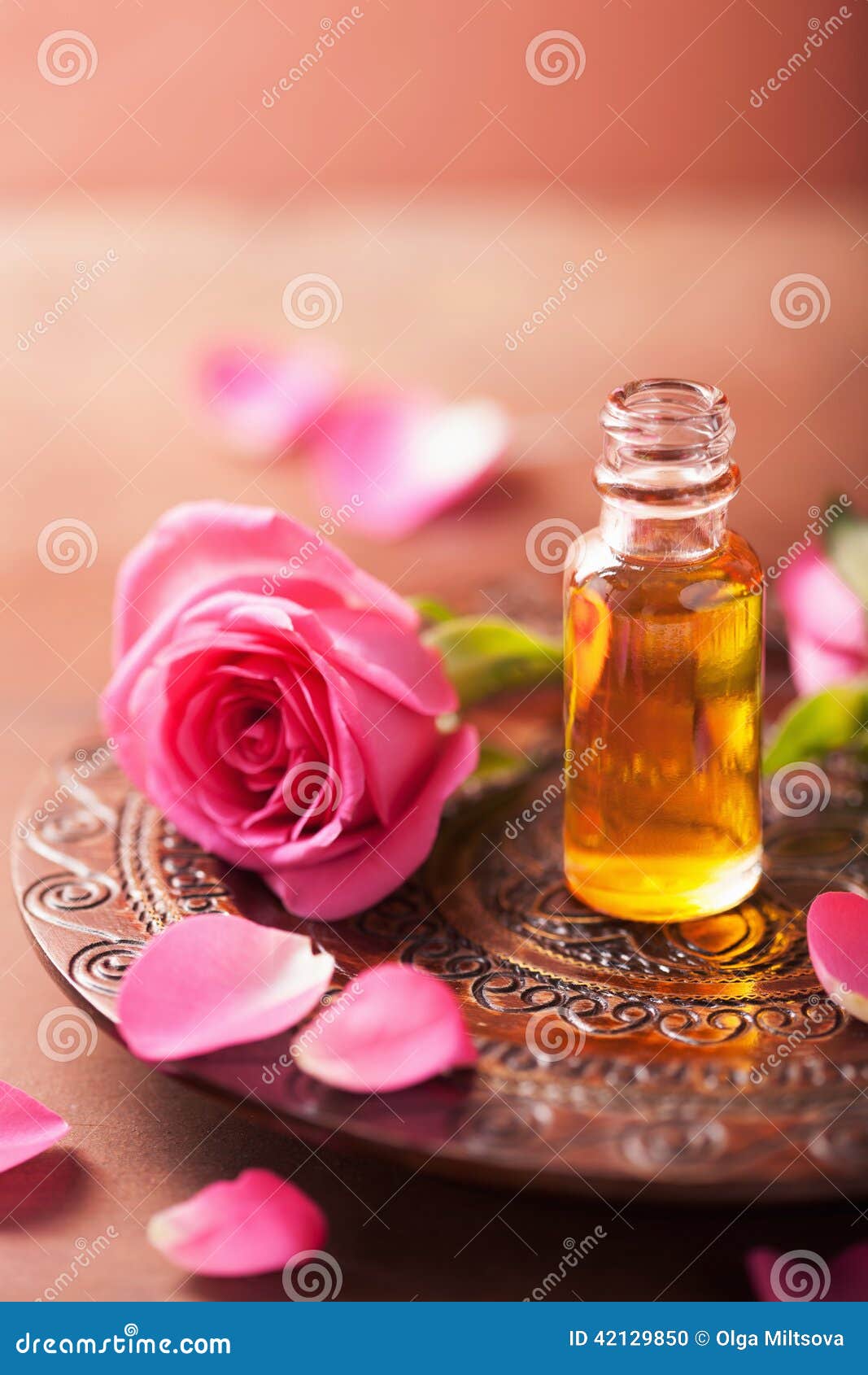 Rose Flower and Essential Oil. Spa and Aromatherapy Stock Photo - Image ...