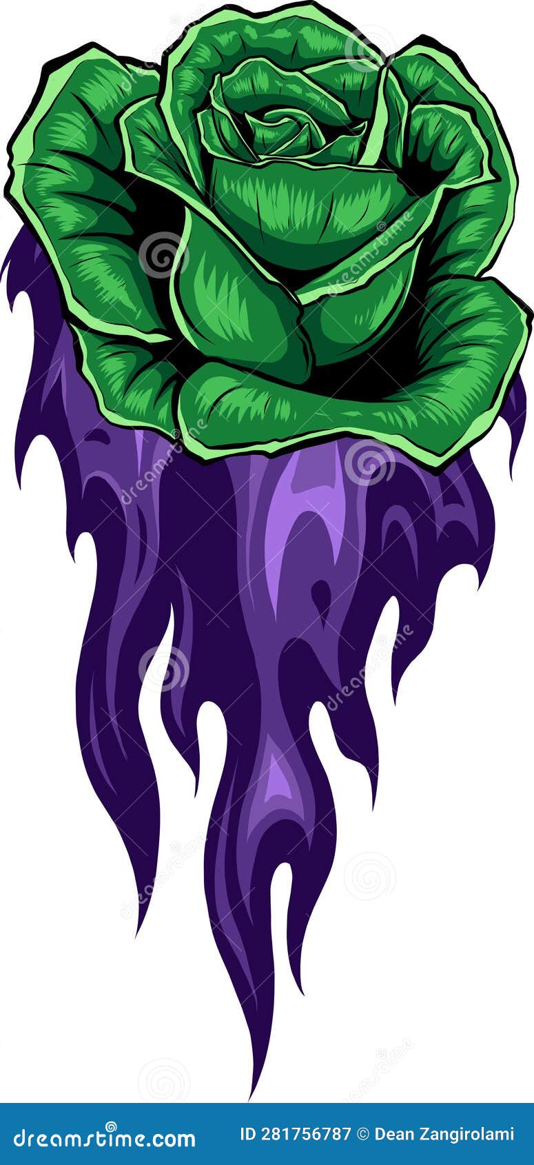 Vector Illustration of Rose Flower and Flame Stock Vector ...