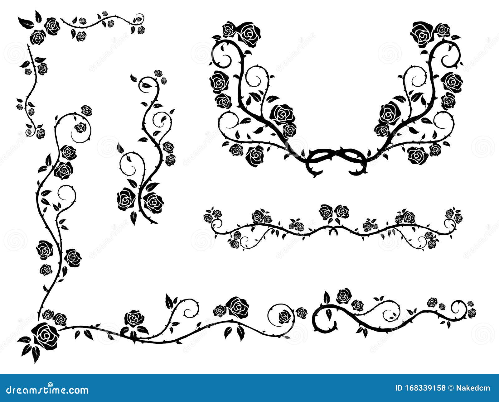 Abstract Rose Flower Frame Border Vector Illustration Stock Vector ...