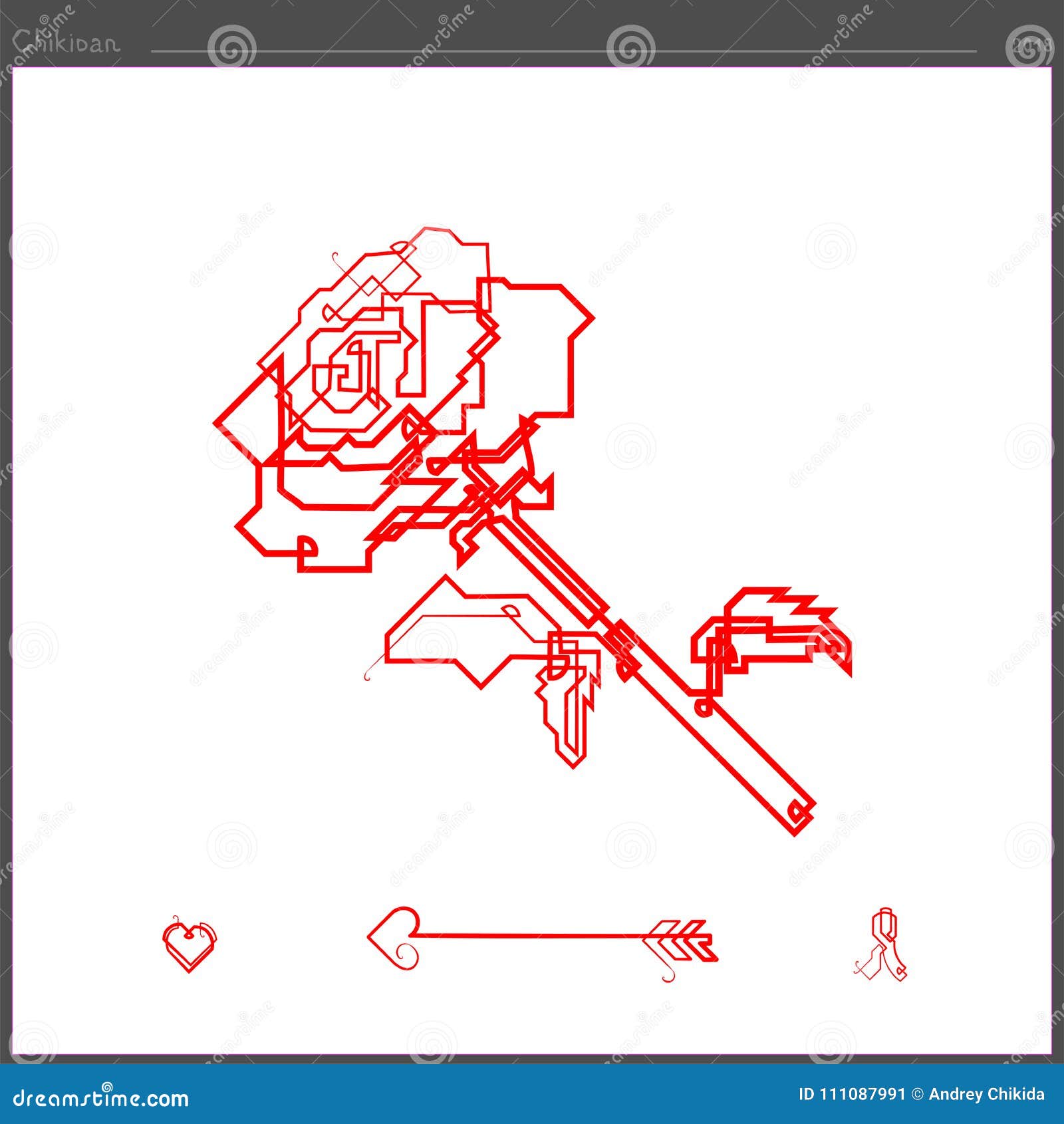 The Rose Flower Icon is Created by a Straight Line Continuous Stock ...