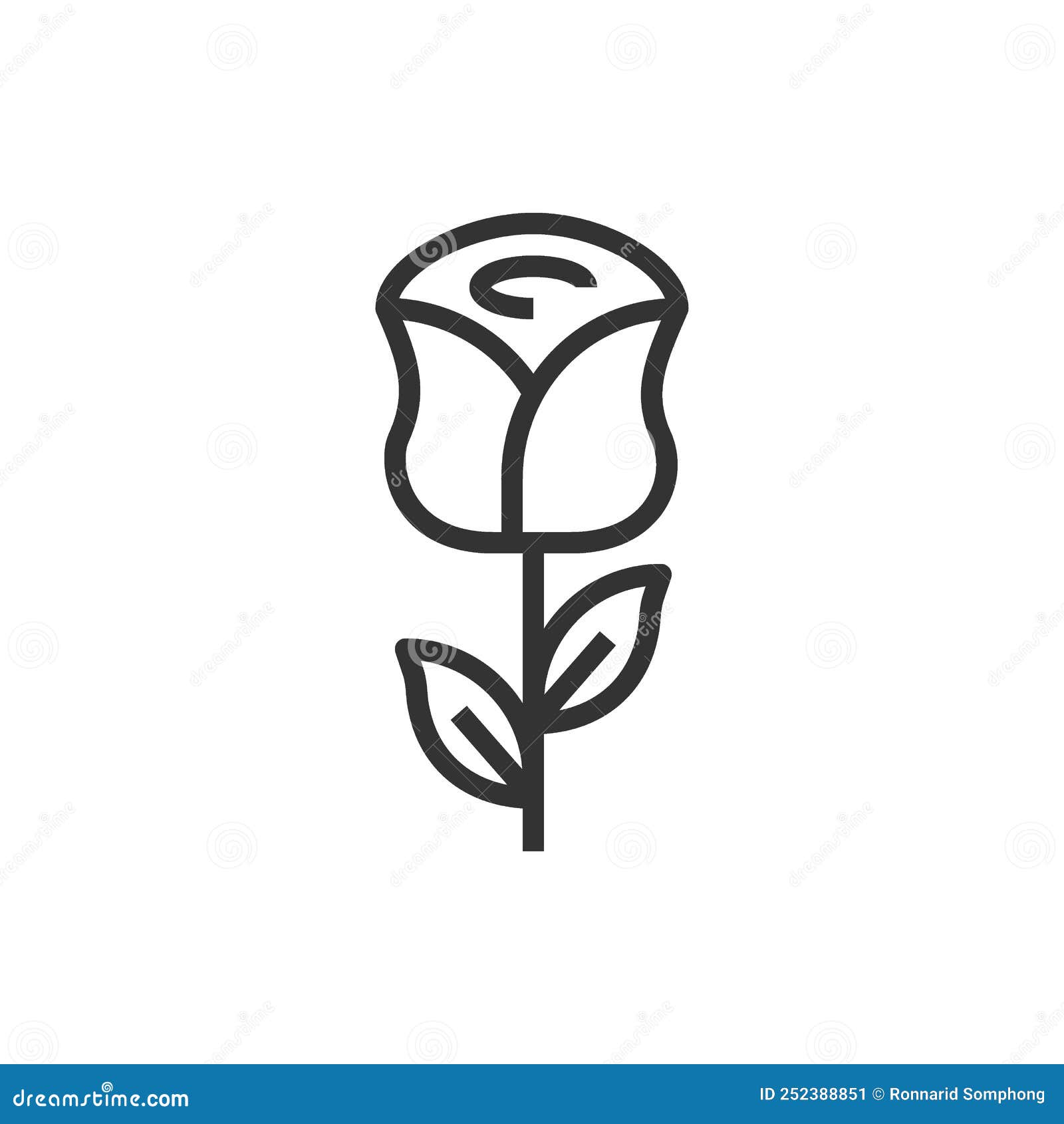 Rose Flower Icon Line Vector Illustration Stock Vector - Illustration ...