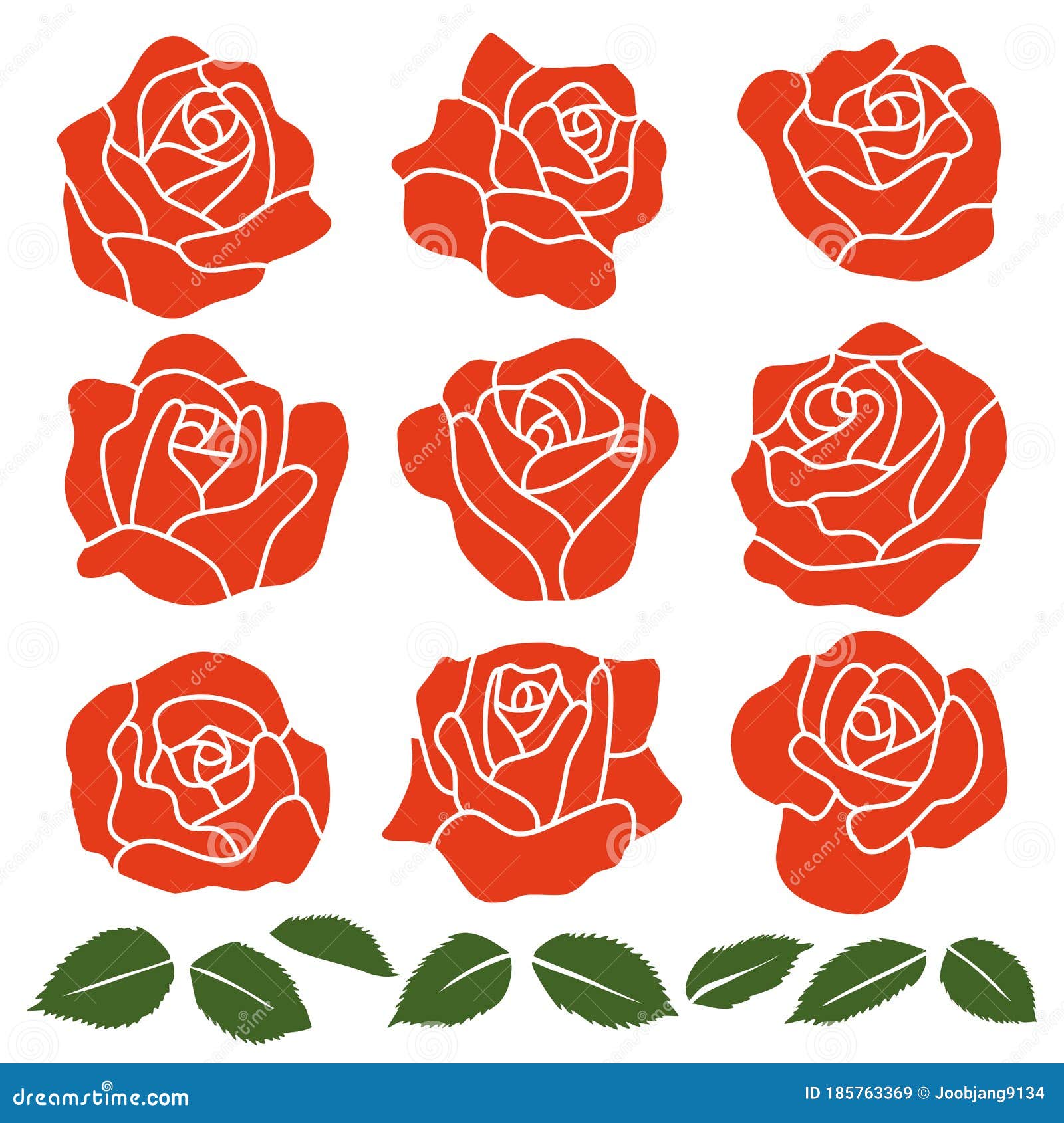 Rose Flower Icon Set - Vector Illustration Editorial Stock Image ...