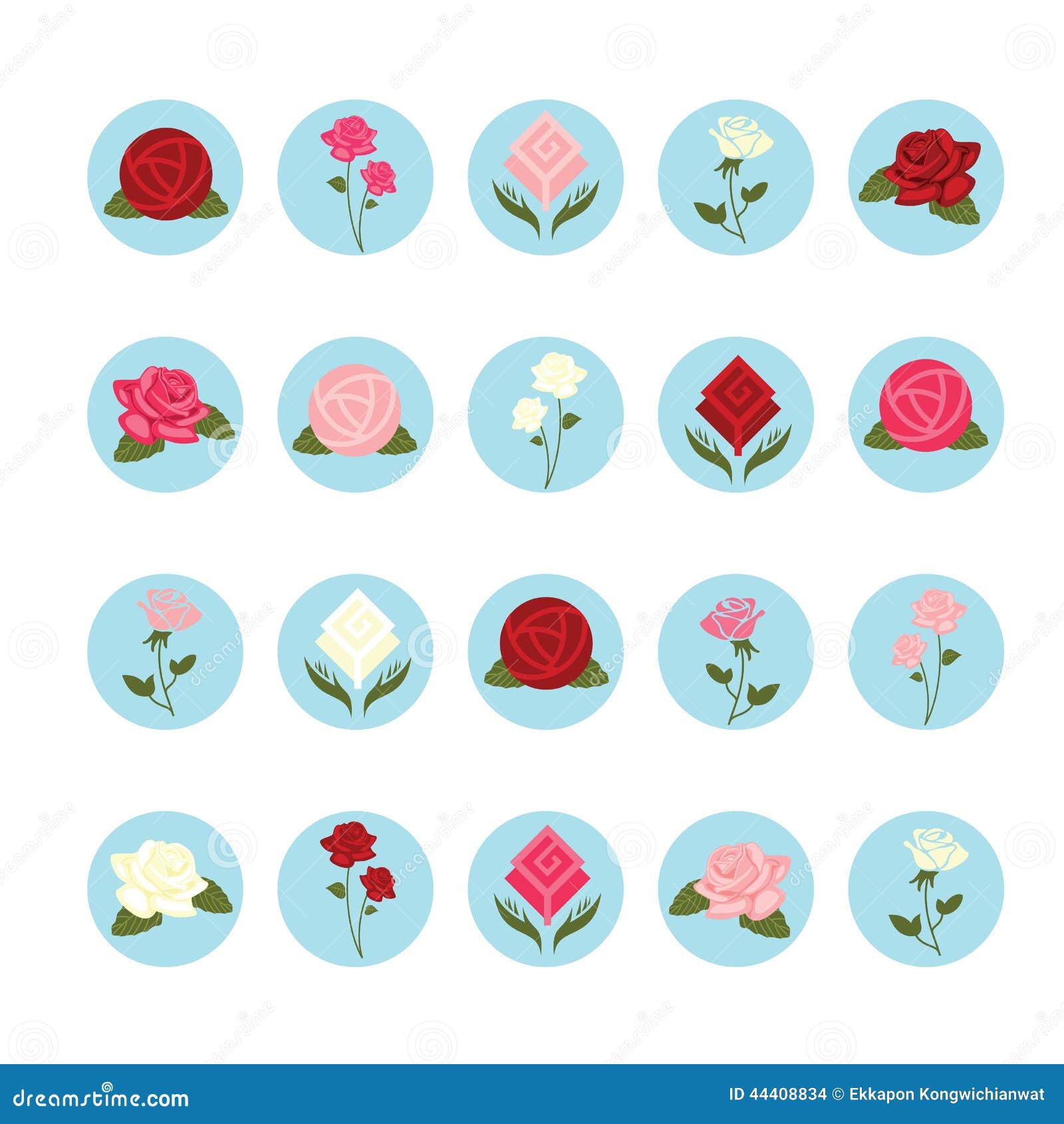 Rose flower icons set. stock illustration. Illustration of curl - 44408834