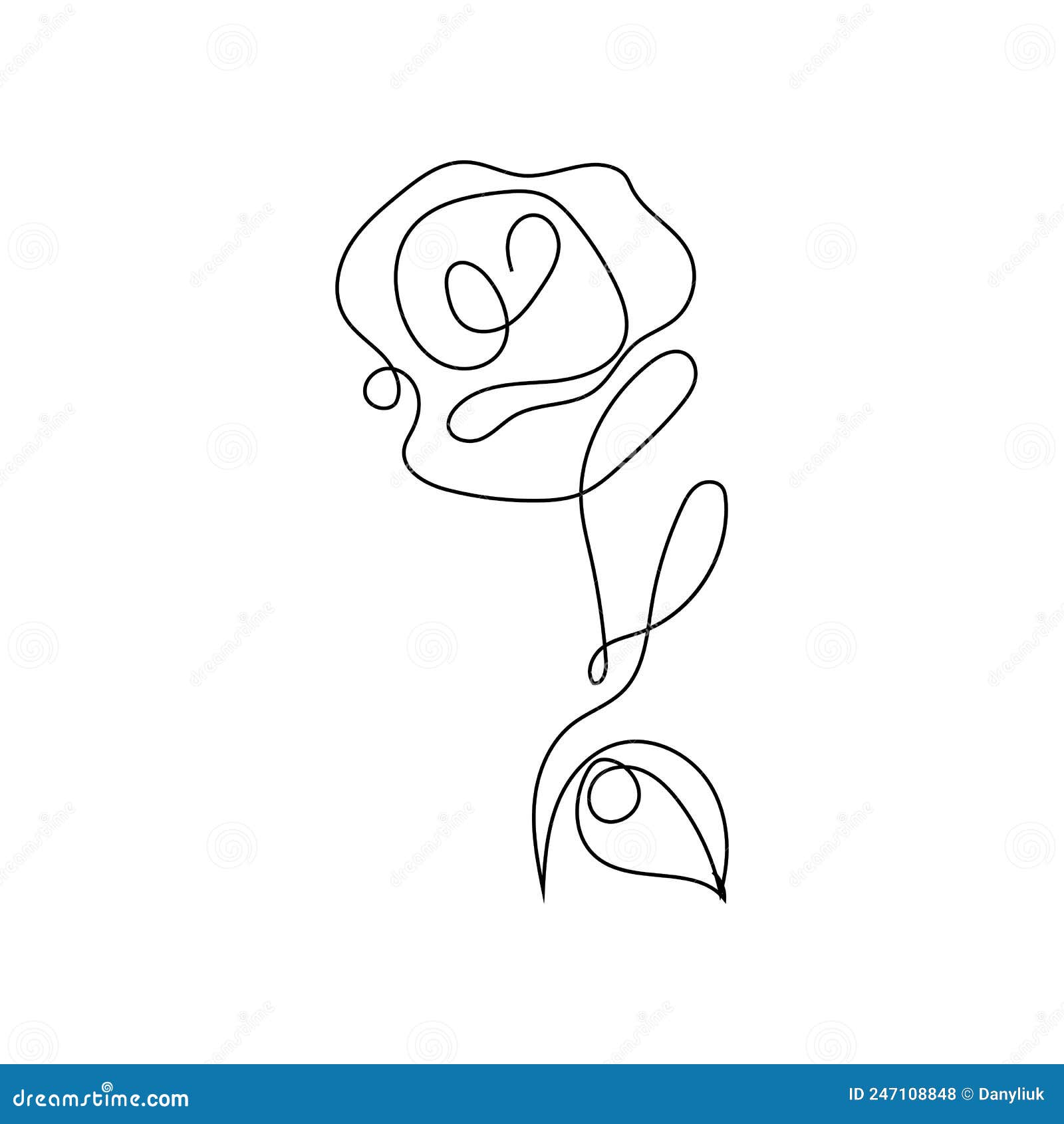 Rose Flower Line Art. Continuous One Line Drawing Stock Vector ...