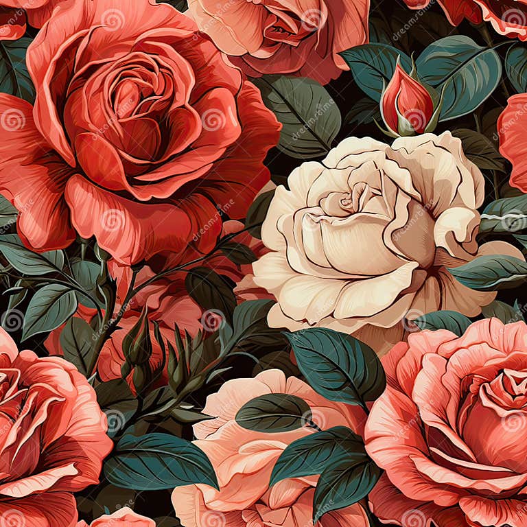 Rose Flower Pattern for Background Stock Photo - Image of garden ...