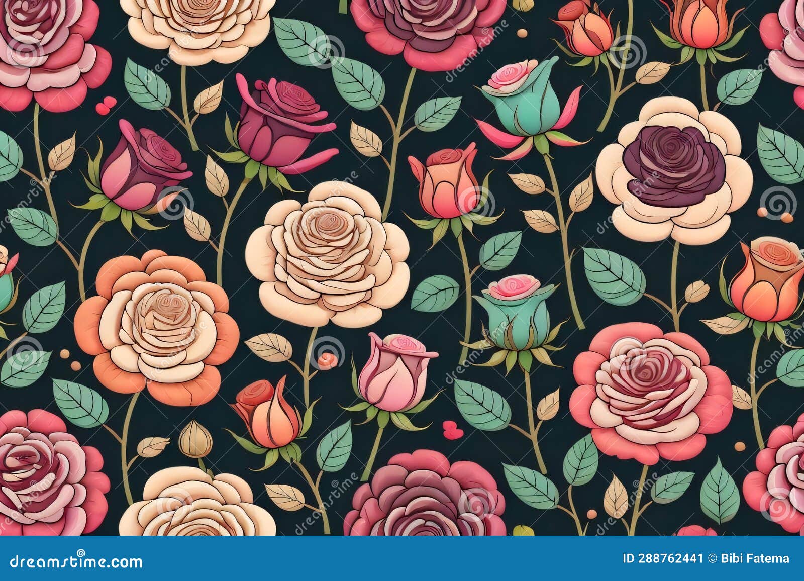 Rose Flower Seamless Pattern Design Flower Seamless Elegance Craft ...