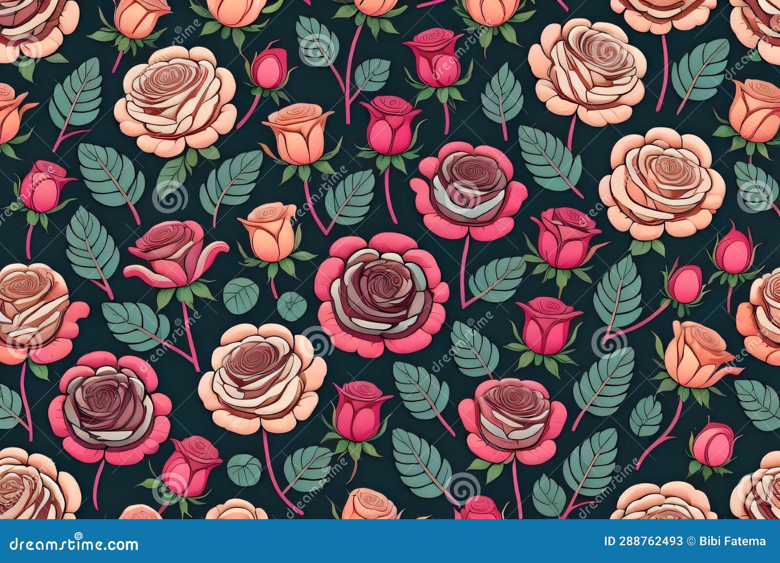 Rose Flower Seamless Pattern Design Flower Seamless Elegance Craft ...