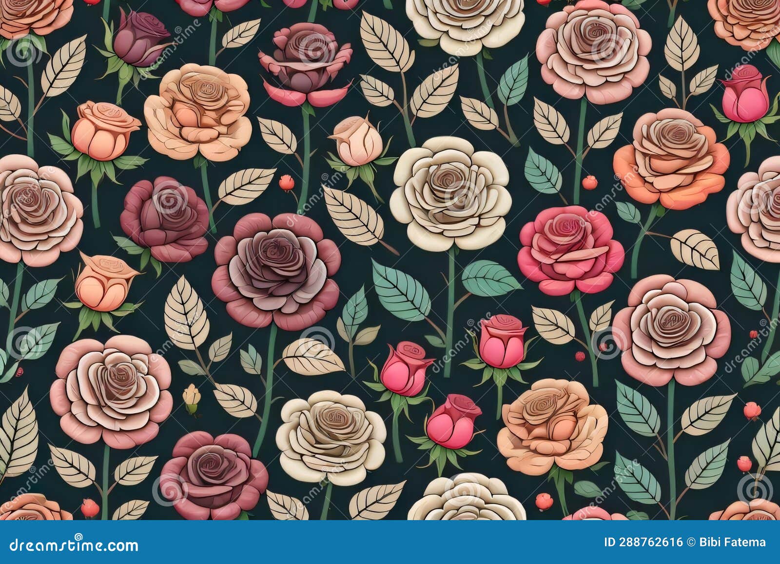 Rose Flower Seamless Pattern Design Flower Seamless Elegance Craft ...
