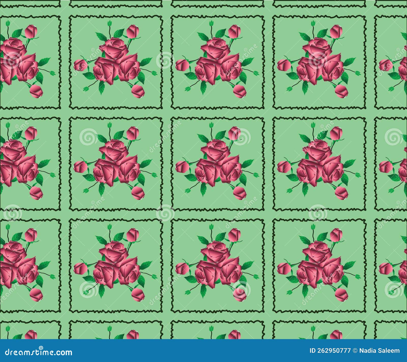 Rose Flower Vector Repeat Pattern Stock Vector - Illustration of ...