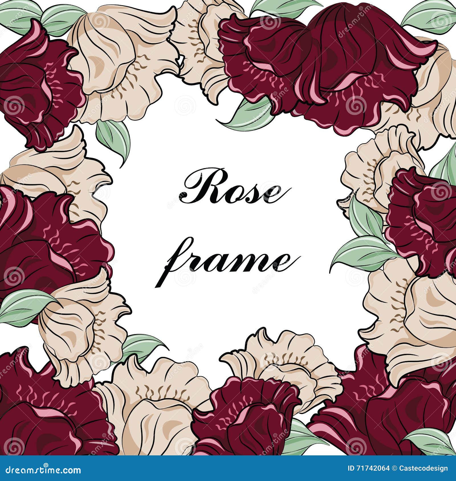 Rose flower vintage frame stock vector. Illustration of artistic - 71742064