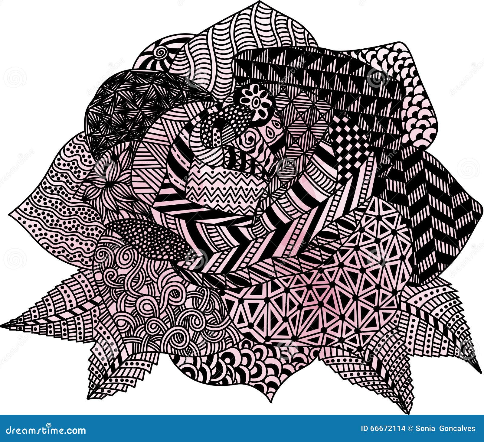 Rose Flower Zentangle stock vector. Illustration of cartoon - 66672114