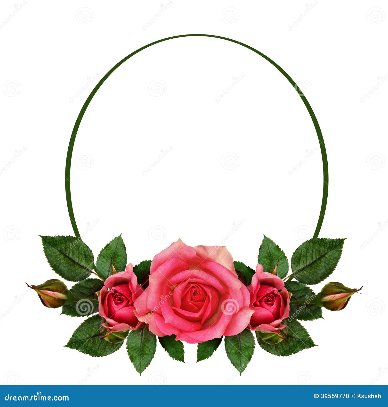 Rose Flowers Composition And Oval Frame Stock Photo - Image: 39559770
