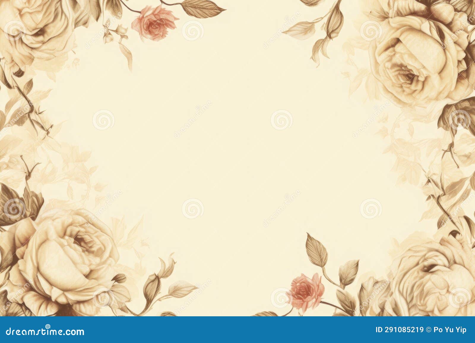 Rose Flowers Frame with Gradient Backlight and Subtle Gold Lines Stock ...