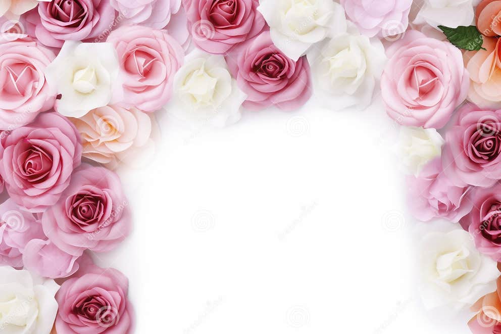 Rose Flowers Frame with Gradient Backlight and Subtle Gold Lines Stock ...