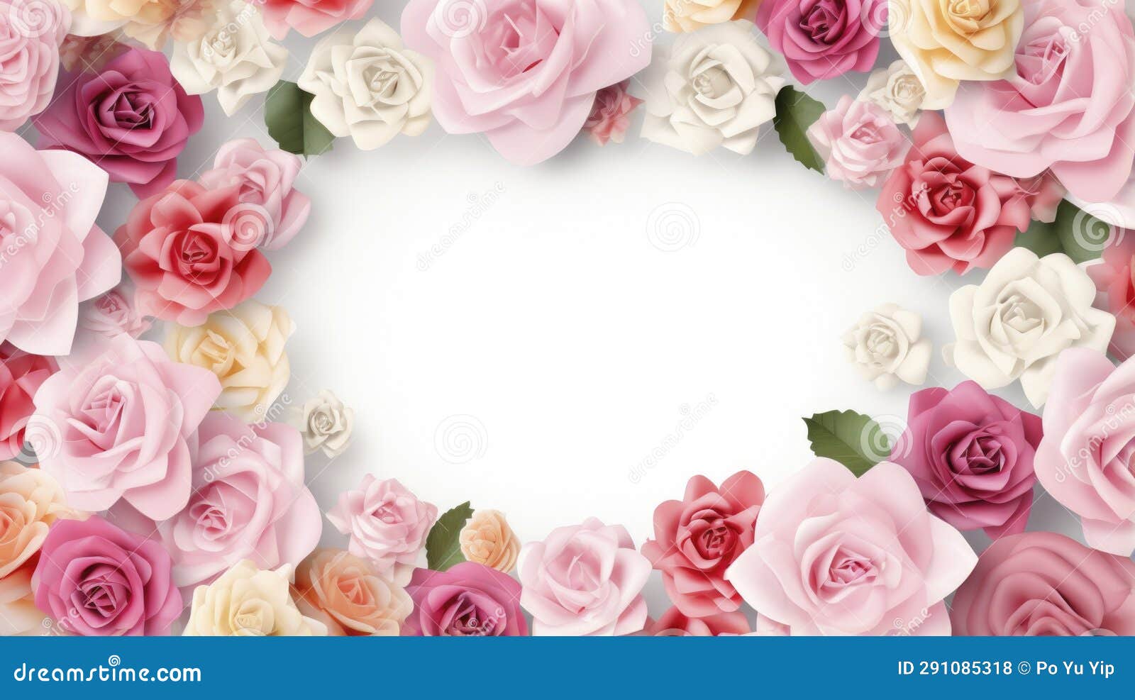 Rose Flowers Frame with Gradient Backlight and Subtle Gold Lines Stock ...