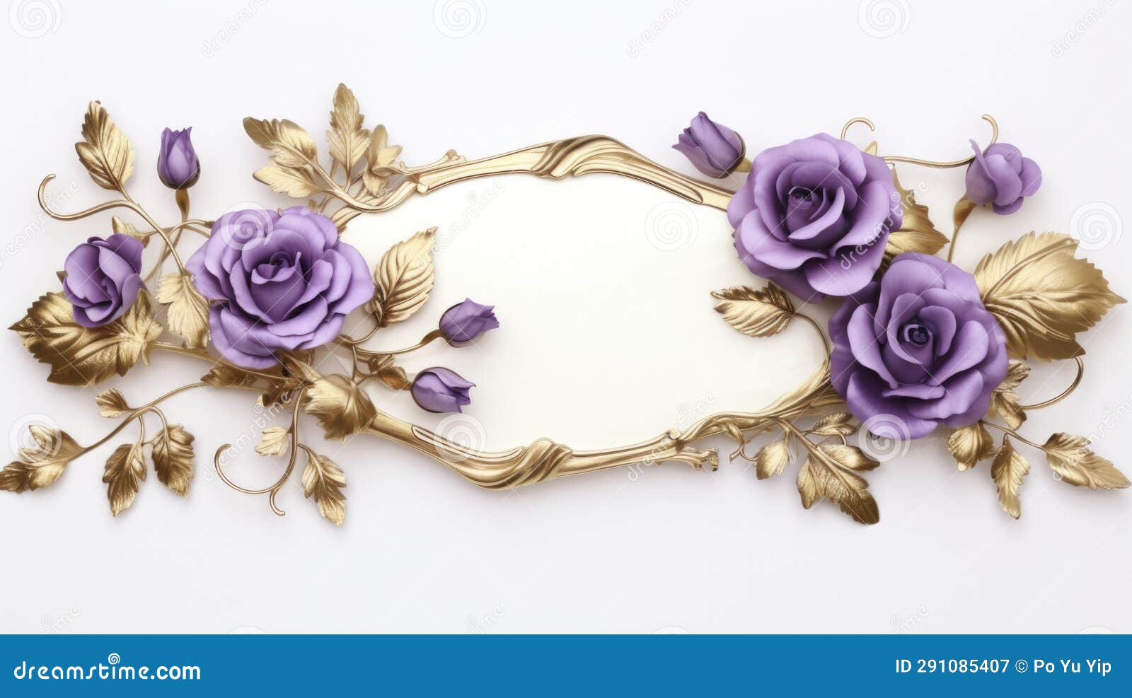 Rose Flowers Frame with Gradient Backlight and Subtle Gold Lines Stock ...