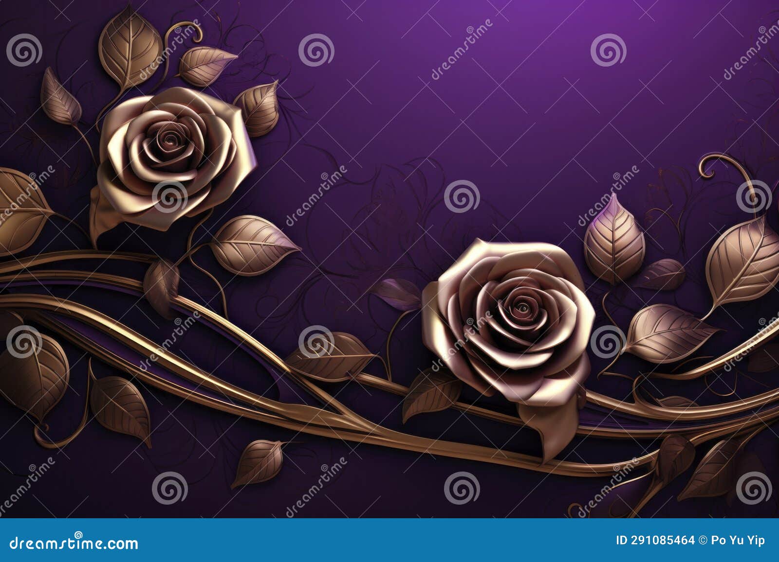 Rose Flowers Frame with Gradient Backlight and Subtle Gold Lines Stock ...