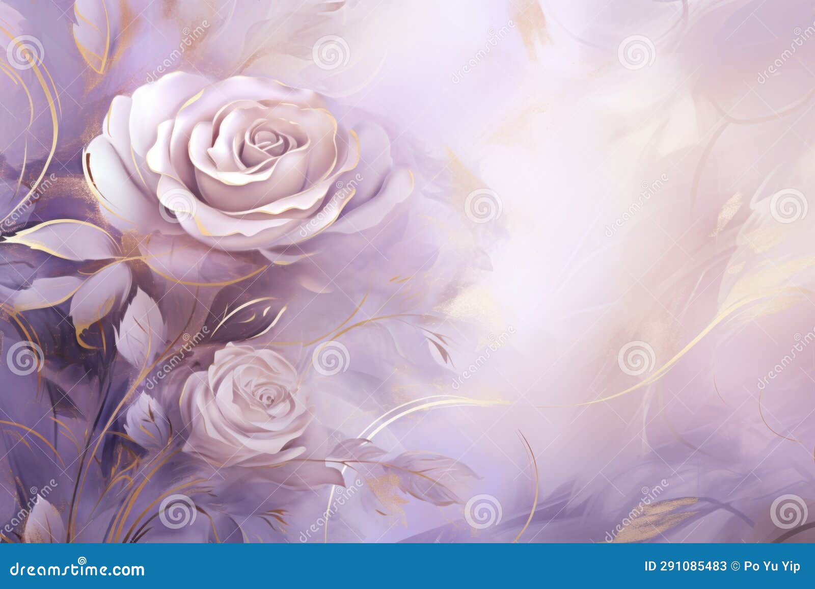 Rose Flowers Frame with Gradient Backlight and Subtle Gold Lines Stock ...