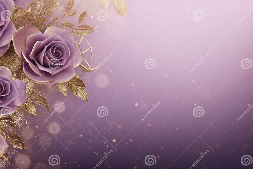 Rose Flowers Frame with Gradient Backlight and Subtle Gold Lines Stock ...