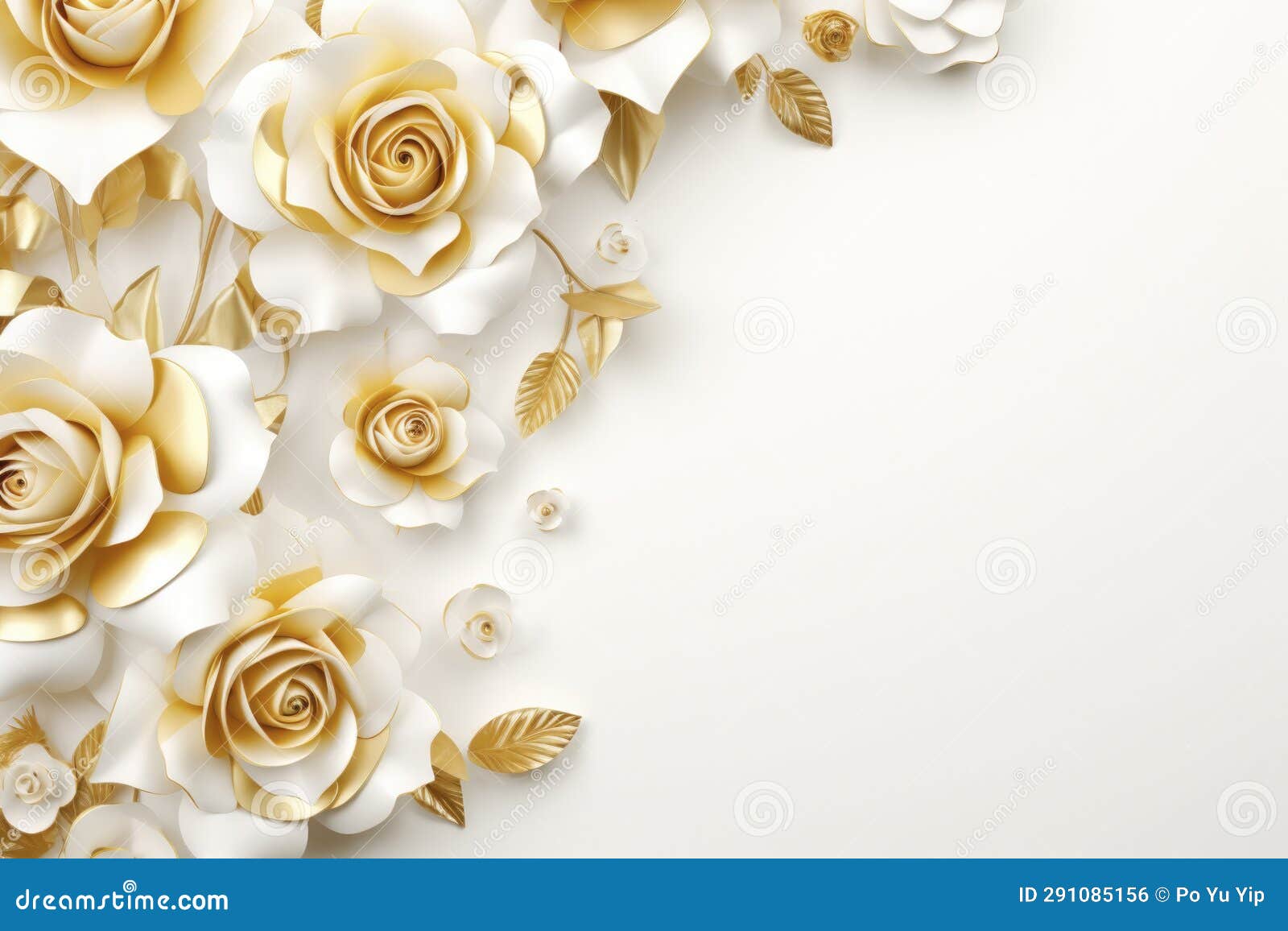 Rose Flowers Frame with Gradient Backlight and Subtle Gold Lines Stock ...