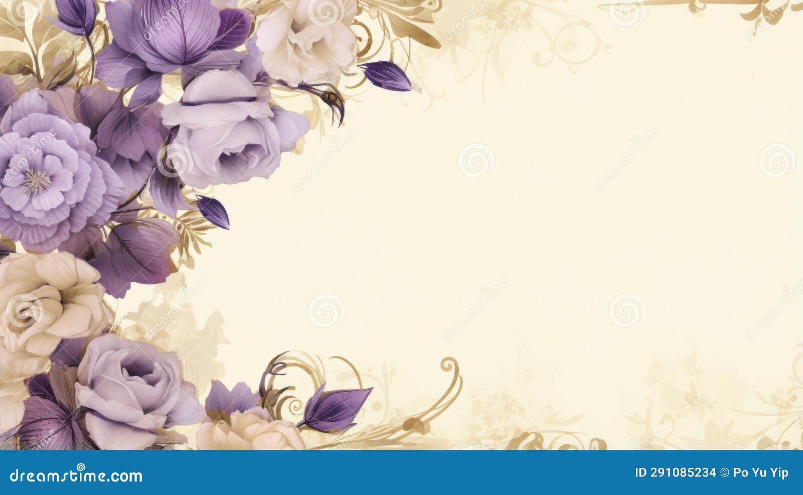 Rose Flowers Frame with Gradient Backlight and Subtle Gold Lines Stock ...