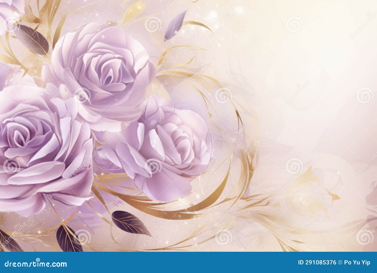 Rose Flowers Frame with Gradient Backlight and Subtle Gold Lines Stock ...