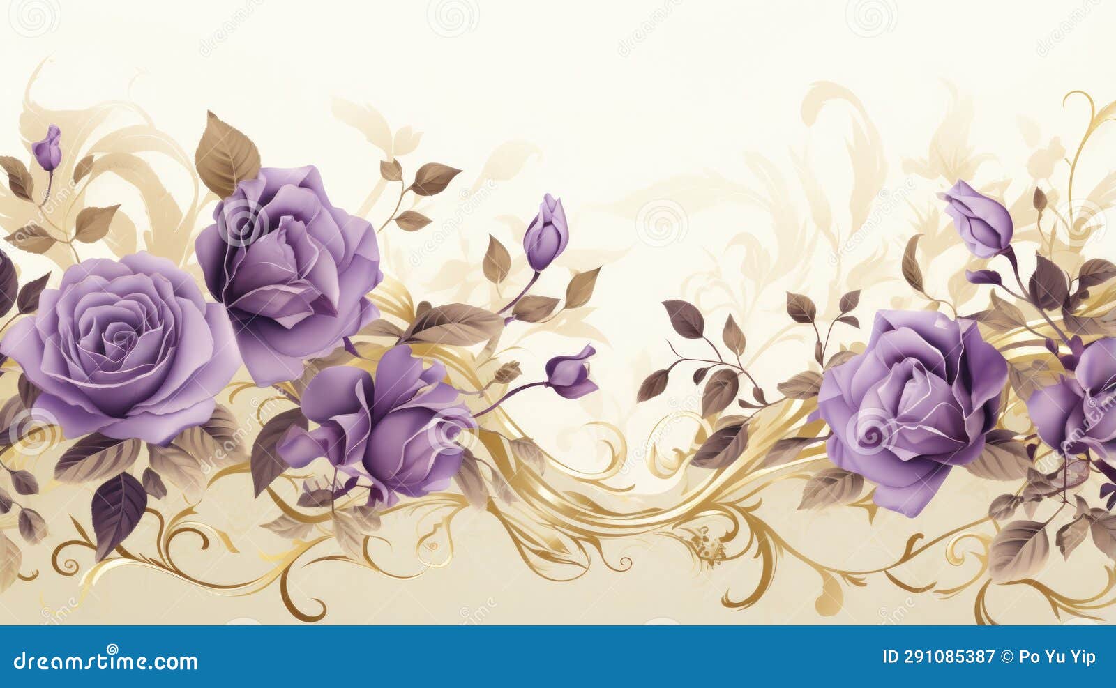 Rose Flowers Frame with Gradient Backlight and Subtle Gold Lines Stock ...