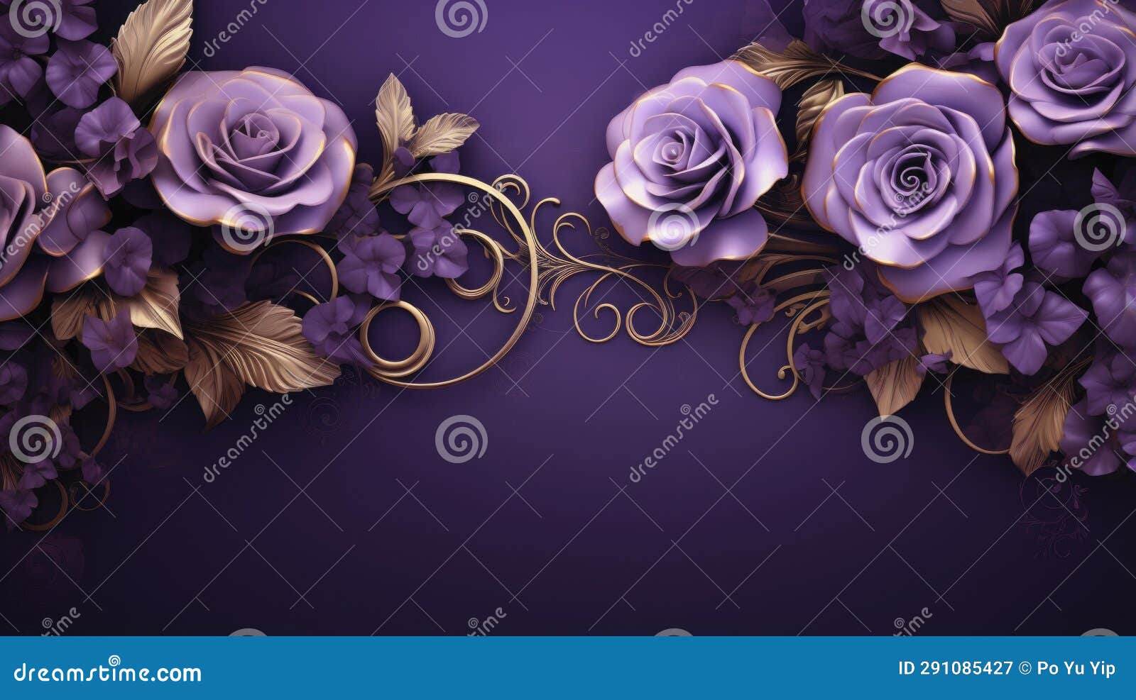 Rose Flowers Frame with Gradient Backlight and Subtle Gold Lines Stock ...