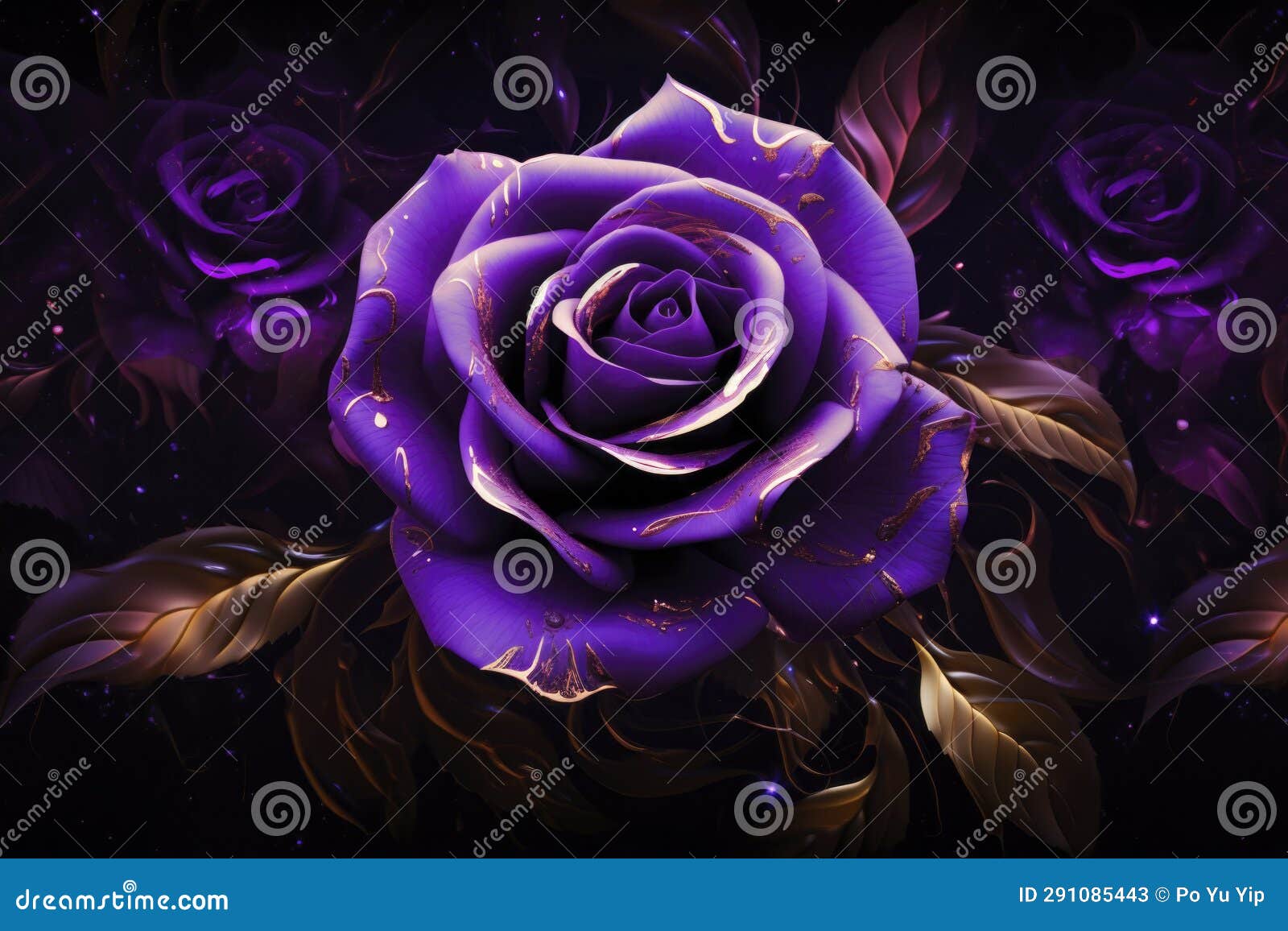 Rose Flowers Frame with Gradient Backlight and Subtle Gold Lines Stock ...