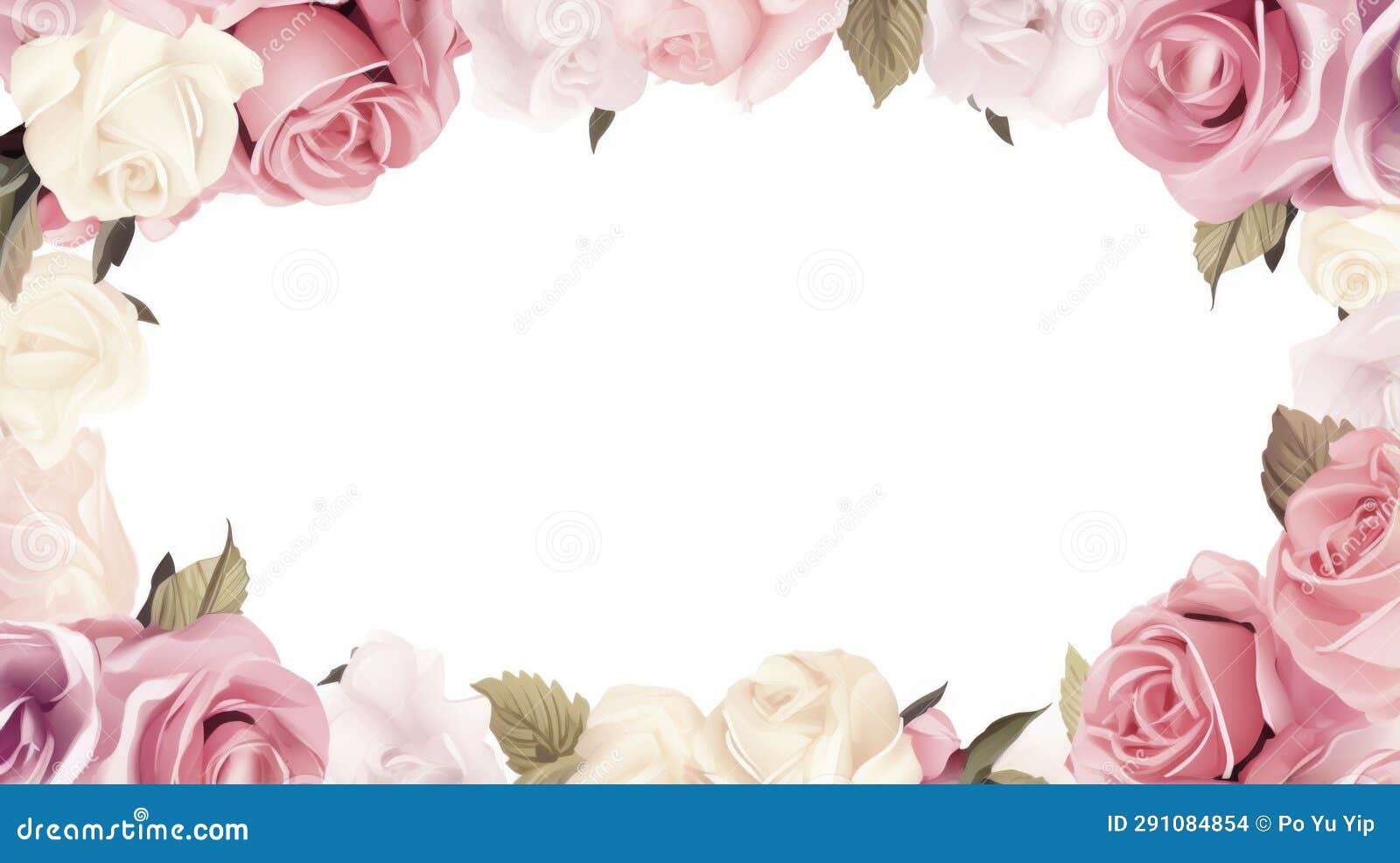 Rose Flowers Frame with Gradient Backlight and Subtle Gold Lines Stock ...