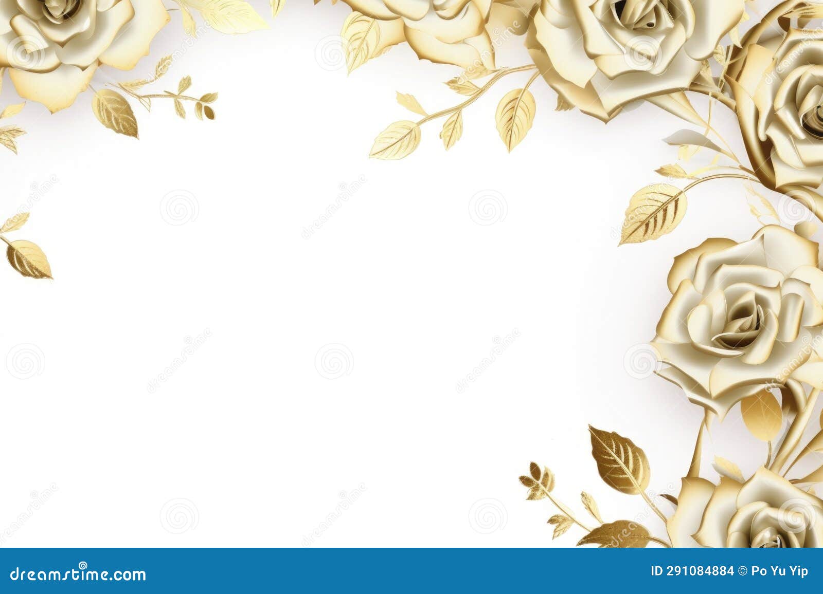 Rose Flowers Frame with Gradient Backlight and Subtle Gold Lines Stock ...