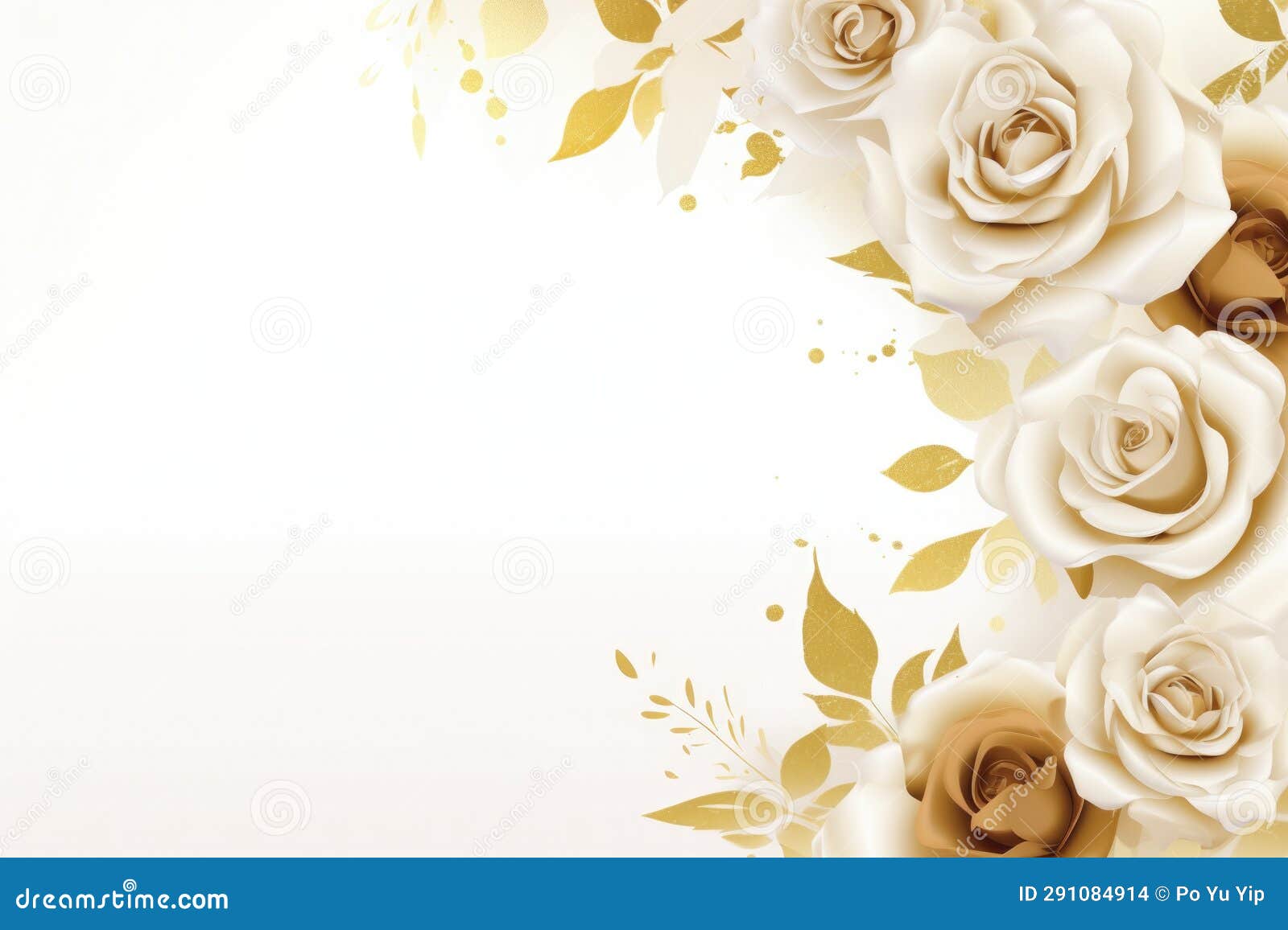 Rose Flowers Frame with Gradient Backlight and Subtle Gold Lines Stock ...