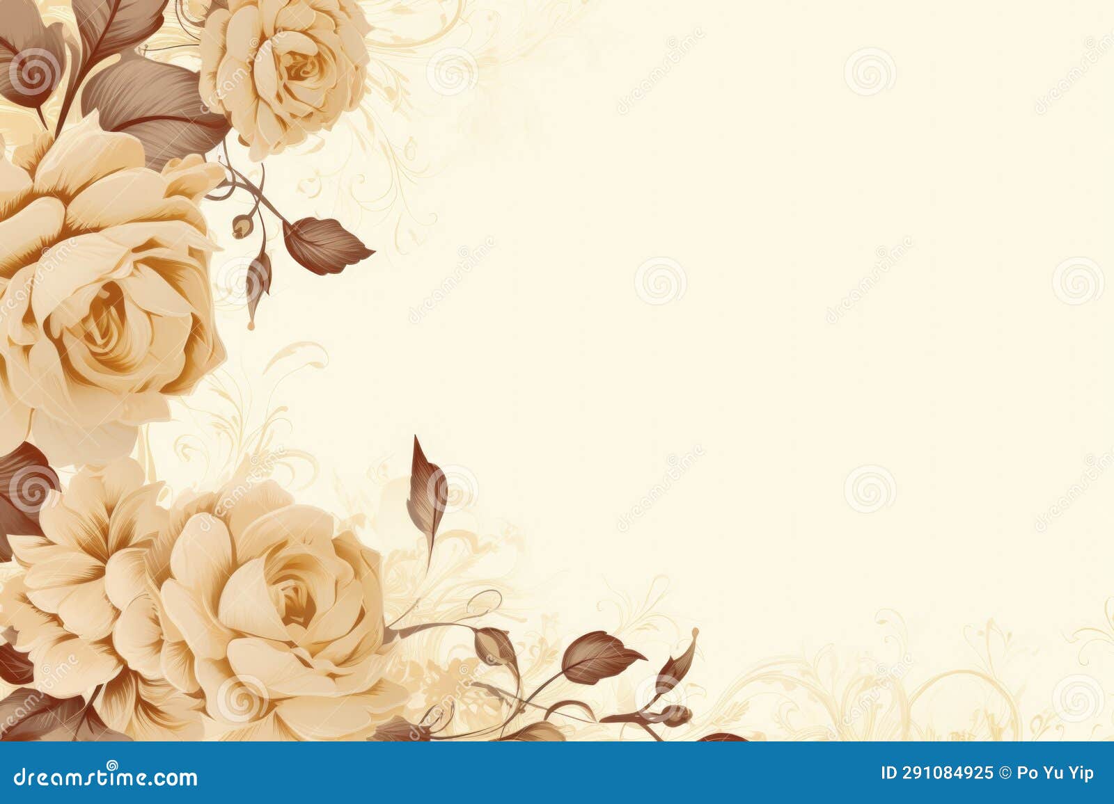 Rose Flowers Frame with Gradient Backlight and Subtle Gold Lines Stock ...